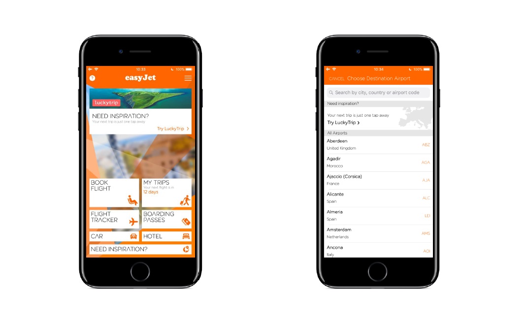iPhone : EasyJet intègre LuckyTrip dans son application